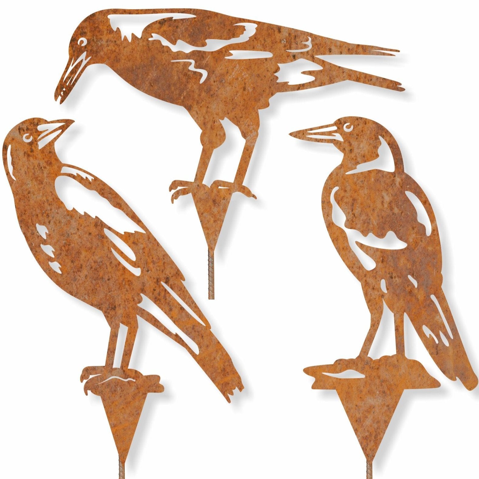 Metal 3 Magpies – Metal Garden Shop